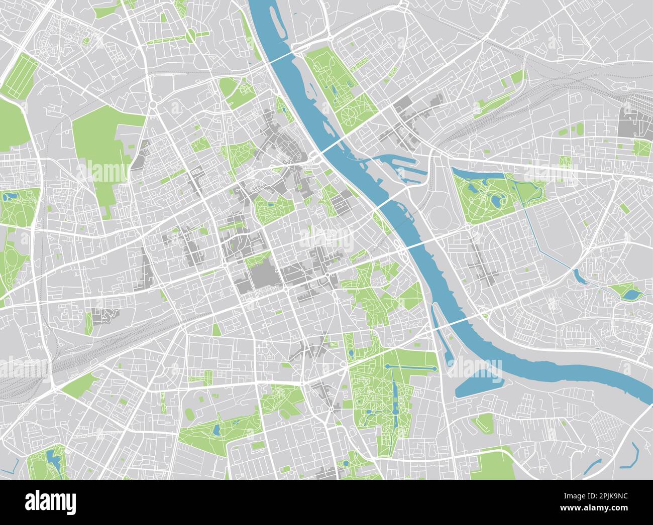 Vector city map of Warsaw with well organized separated layers Stock ...