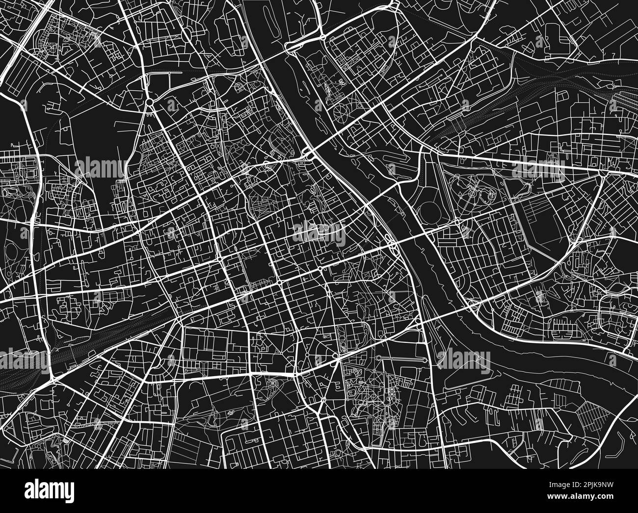 Black and white vector city map of Warsaw with well organized separated layers Stock Vector ...