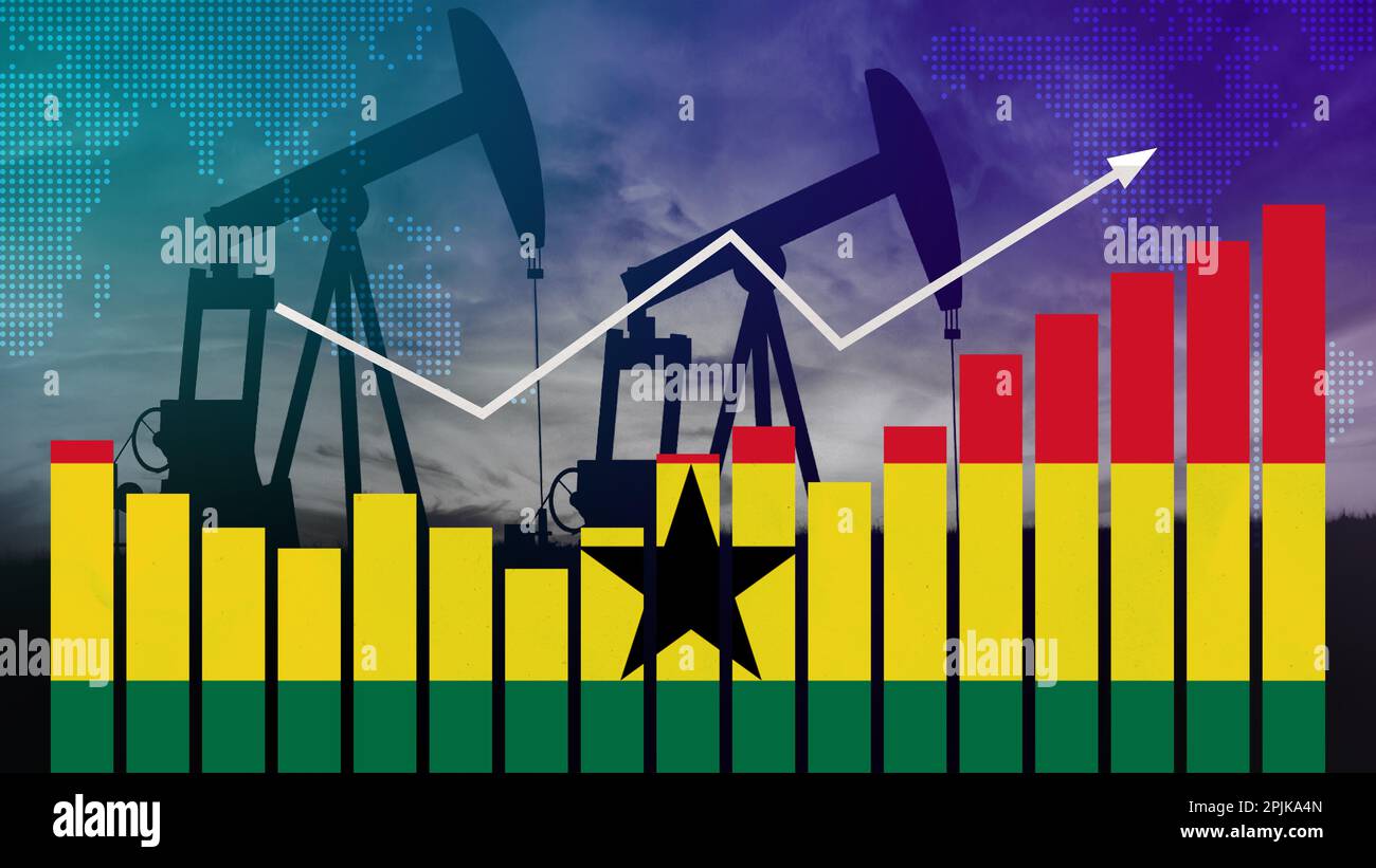 Ghana oil industry concept. Economic crisis, increased prices, fuel ...