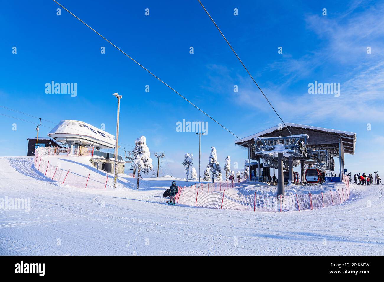 Landscape With Snow And Cable Car Station In Winter In Ruka, Finland ...