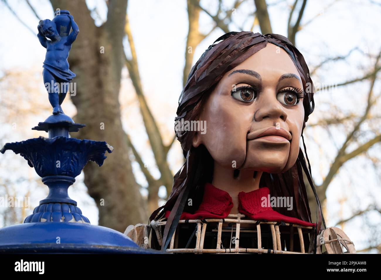 Little Amal - a 3.5m puppet of a Syrian child - in the grounds of St ...