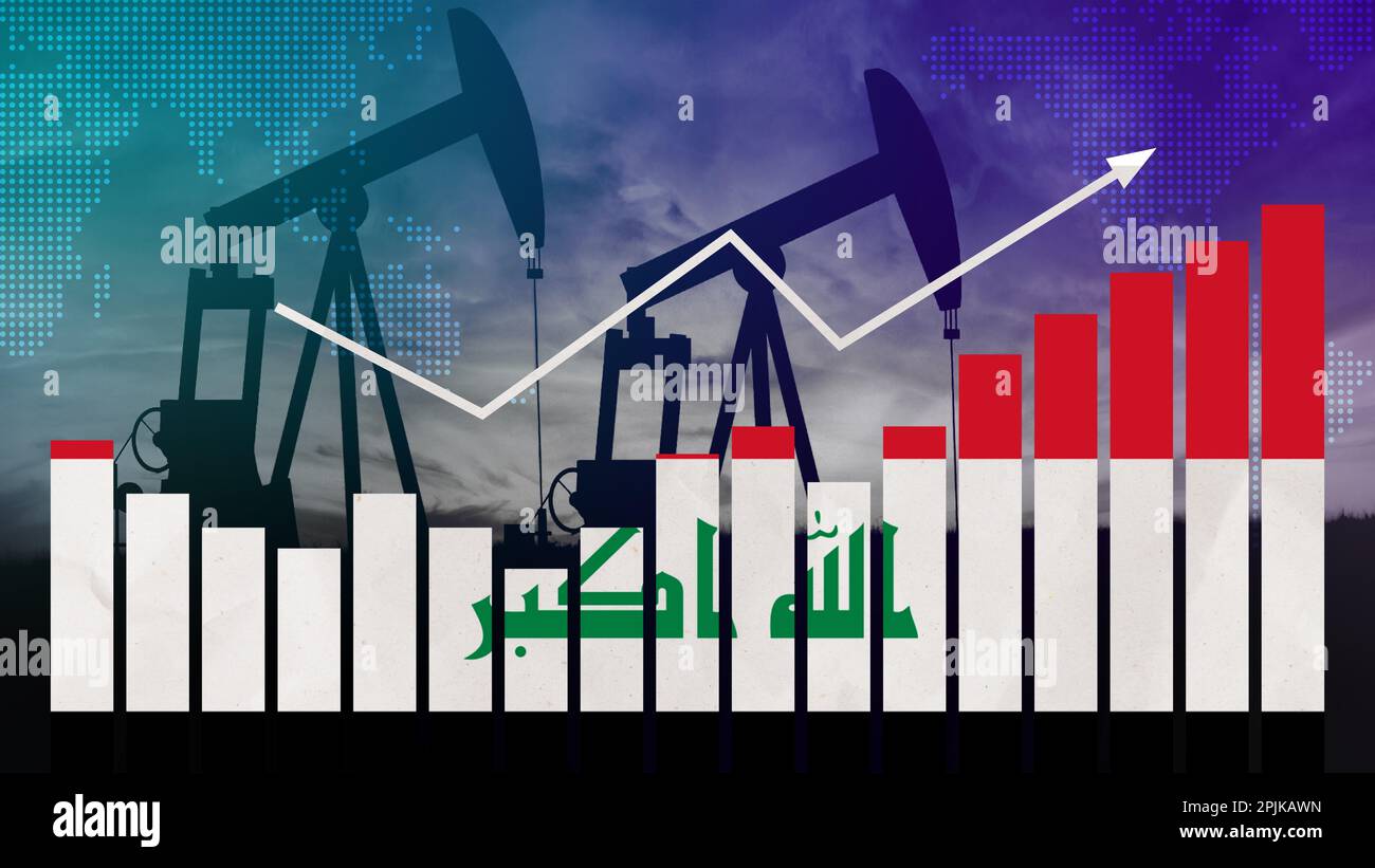 Iraq oil industry concept. Economic crisis, increased prices, fuel ...