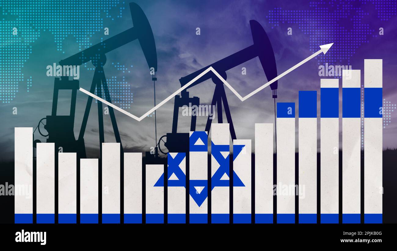 Israel oil industry concept. Economic crisis, increased prices, fuel ...