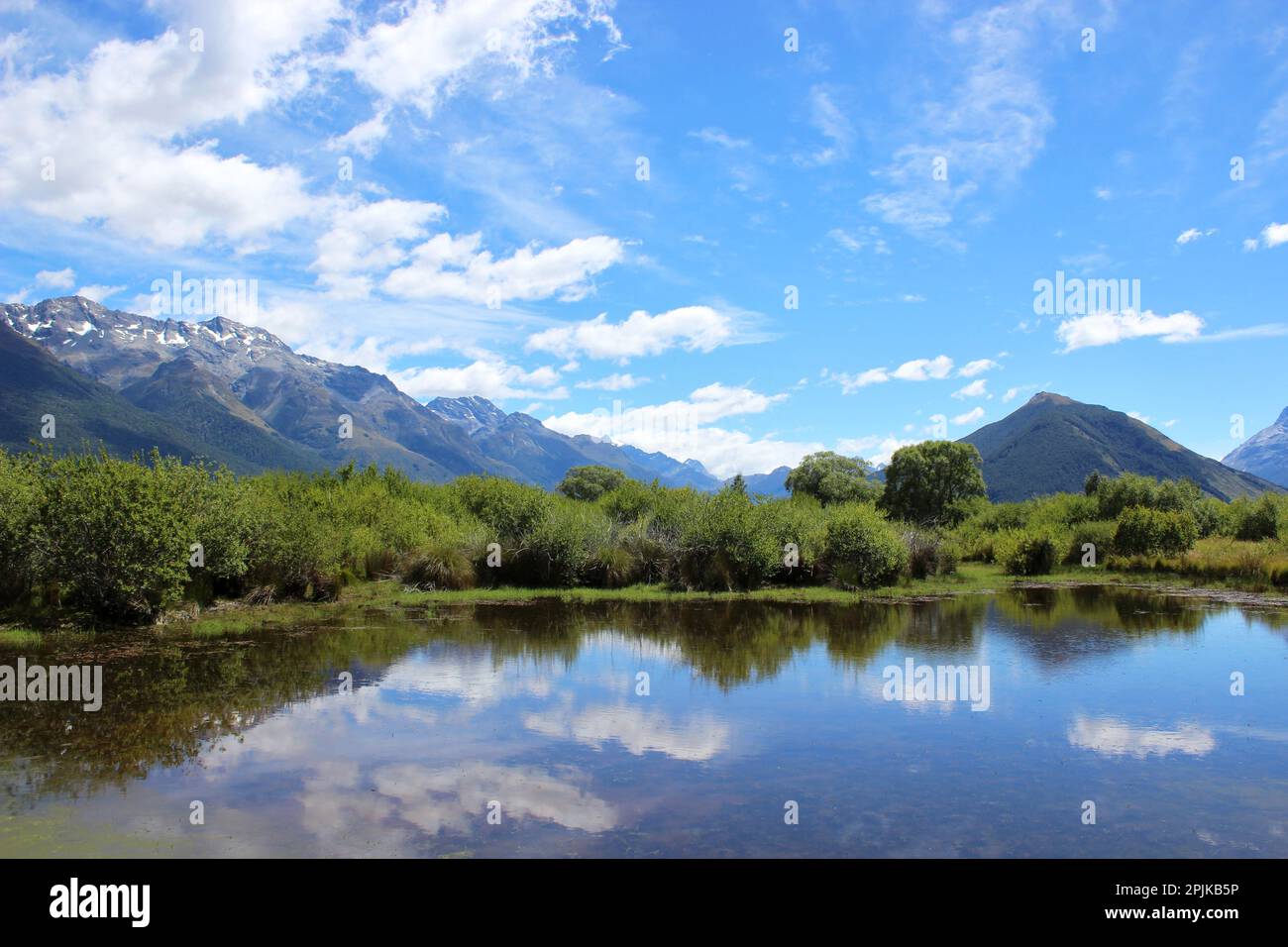 Natural Landscape with Lake, Mountains, Blue Sky at Glenorcy - New ...