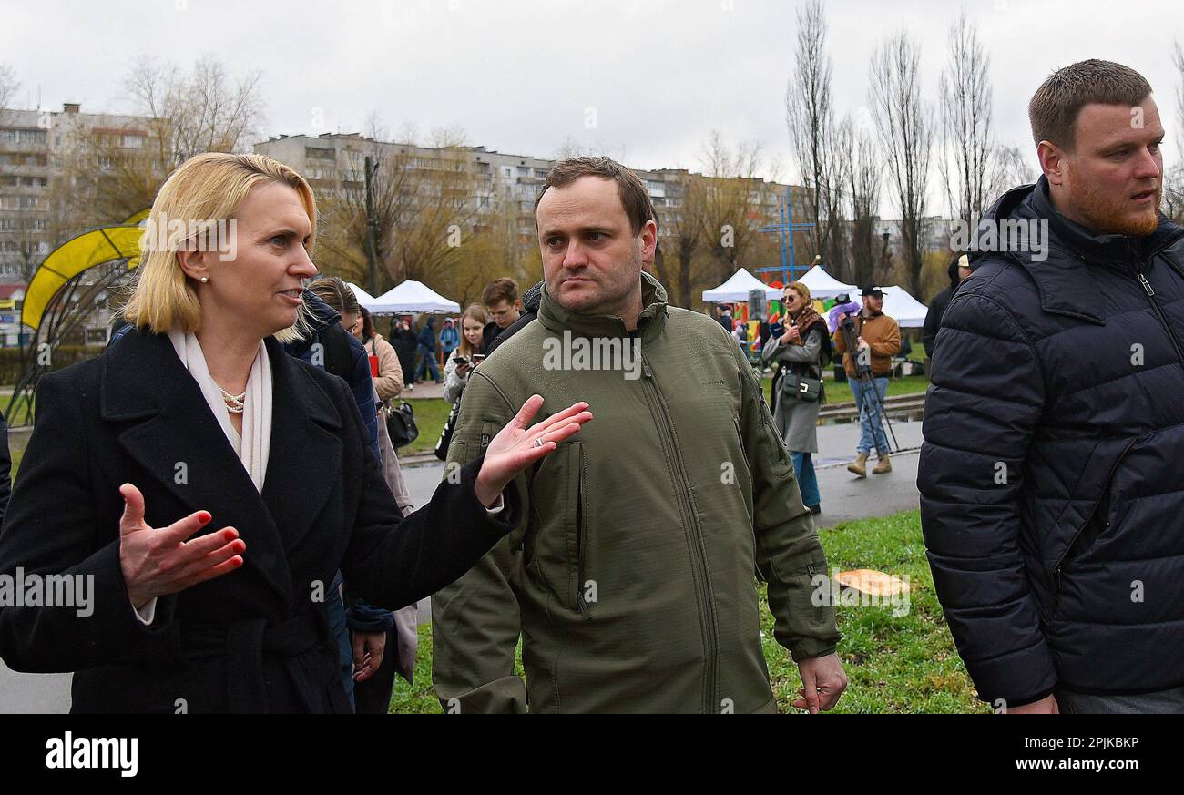 BORODIANKA, UKRAINE - APRIL 2, 2023 - Ambassador Extraordinary and ...