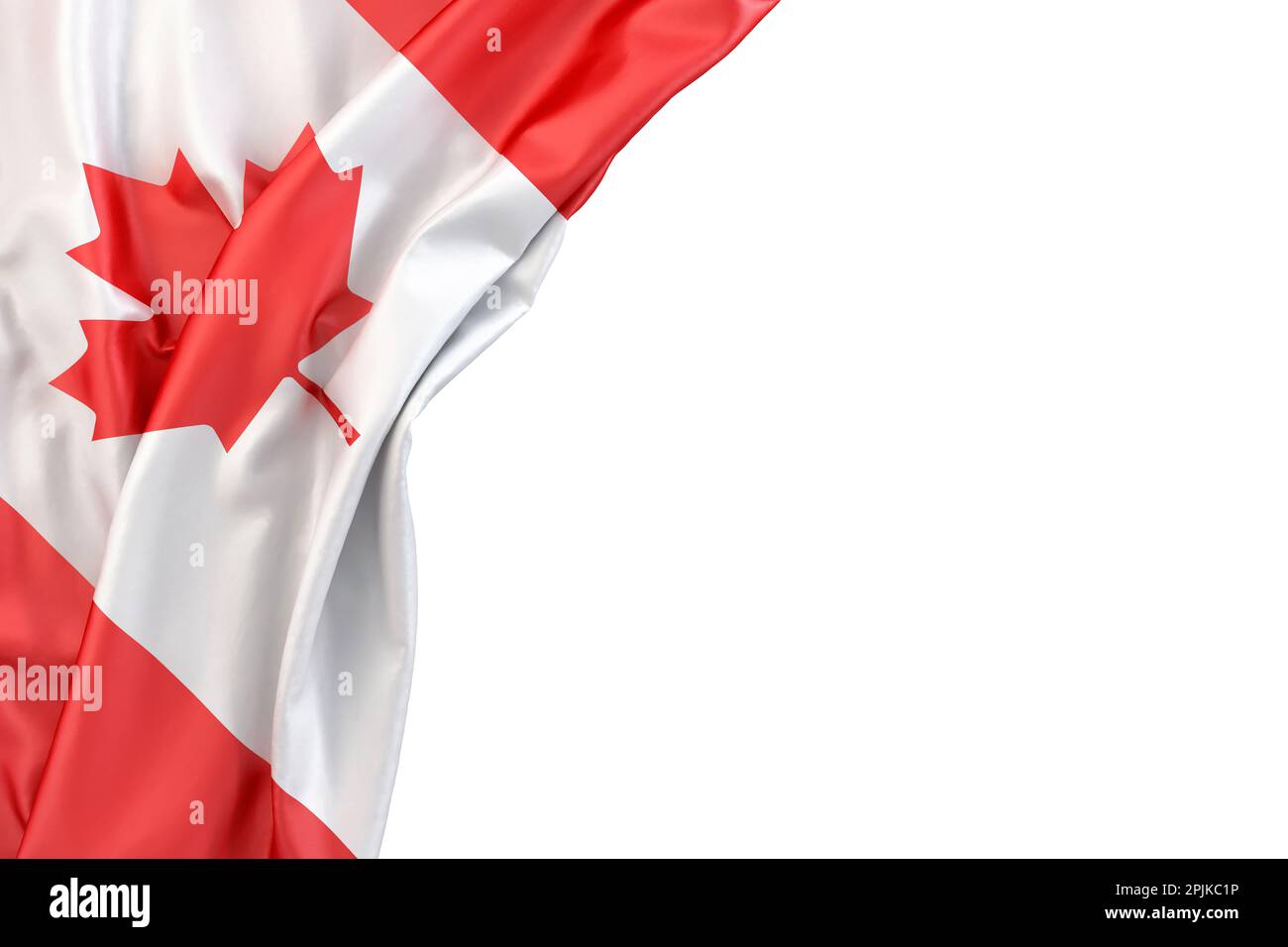 Flag of Canada in the corner on white background. Isolated. 3D ...