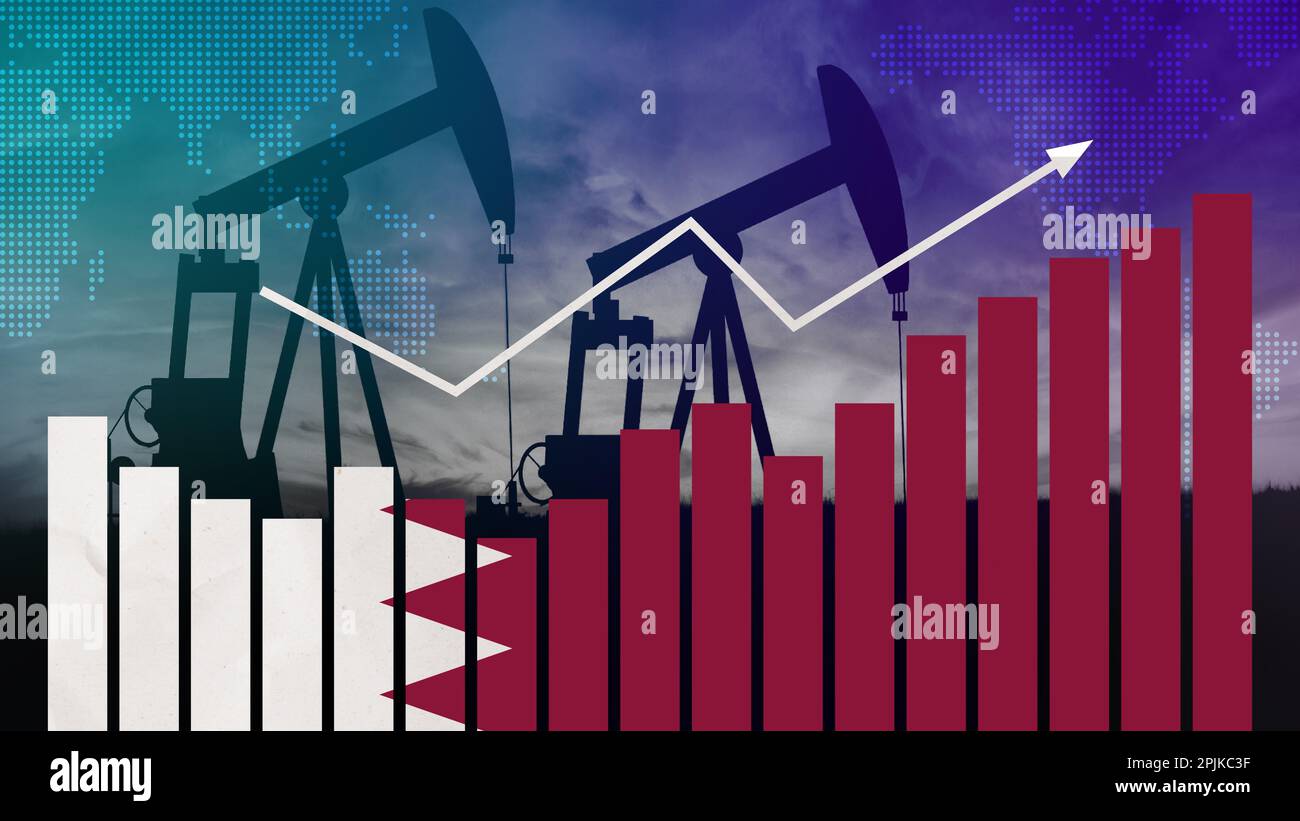 Qatar oil industry concept. Economic crisis, increased prices, fuel ...