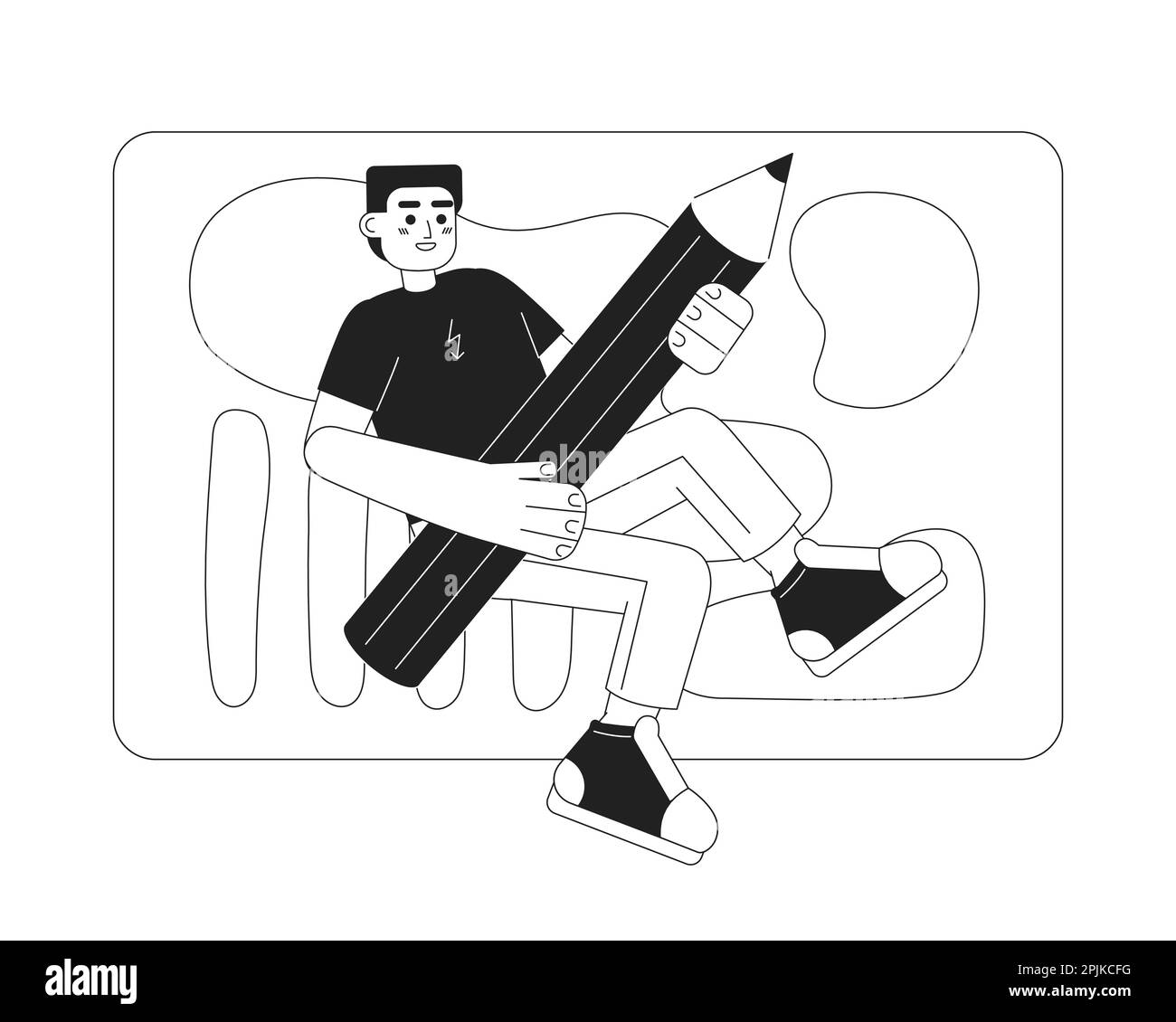 Graphic designer freelancer black and white concept vector spot ...