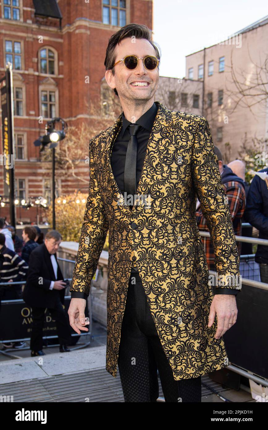 David Tennant poses for photographers upon arrival at the Olivier ...
