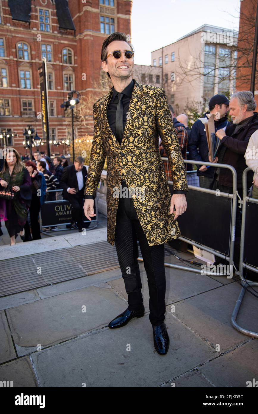 David Tennant poses for photographers upon arrival at the Olivier ...
