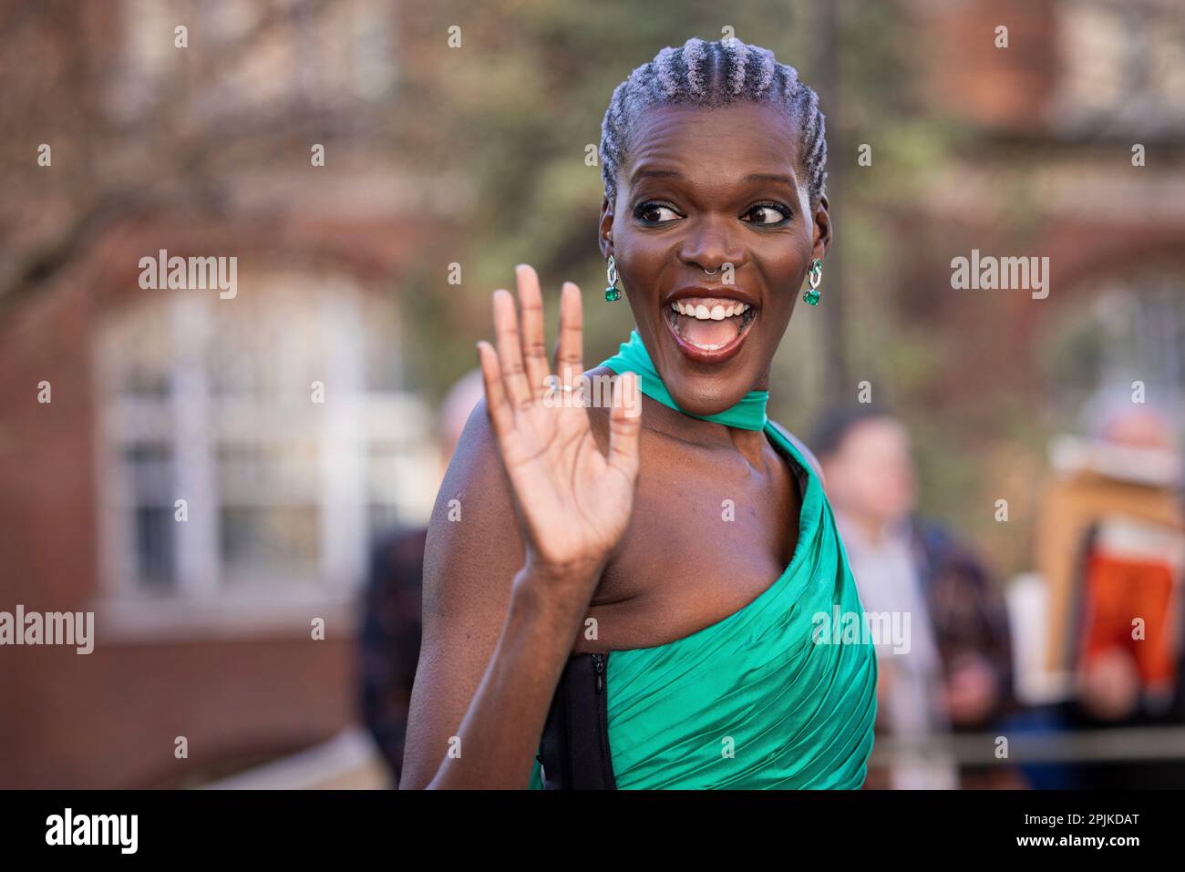 Sheila Atim poses for photographers upon arrival at the Olivier Awards ...
