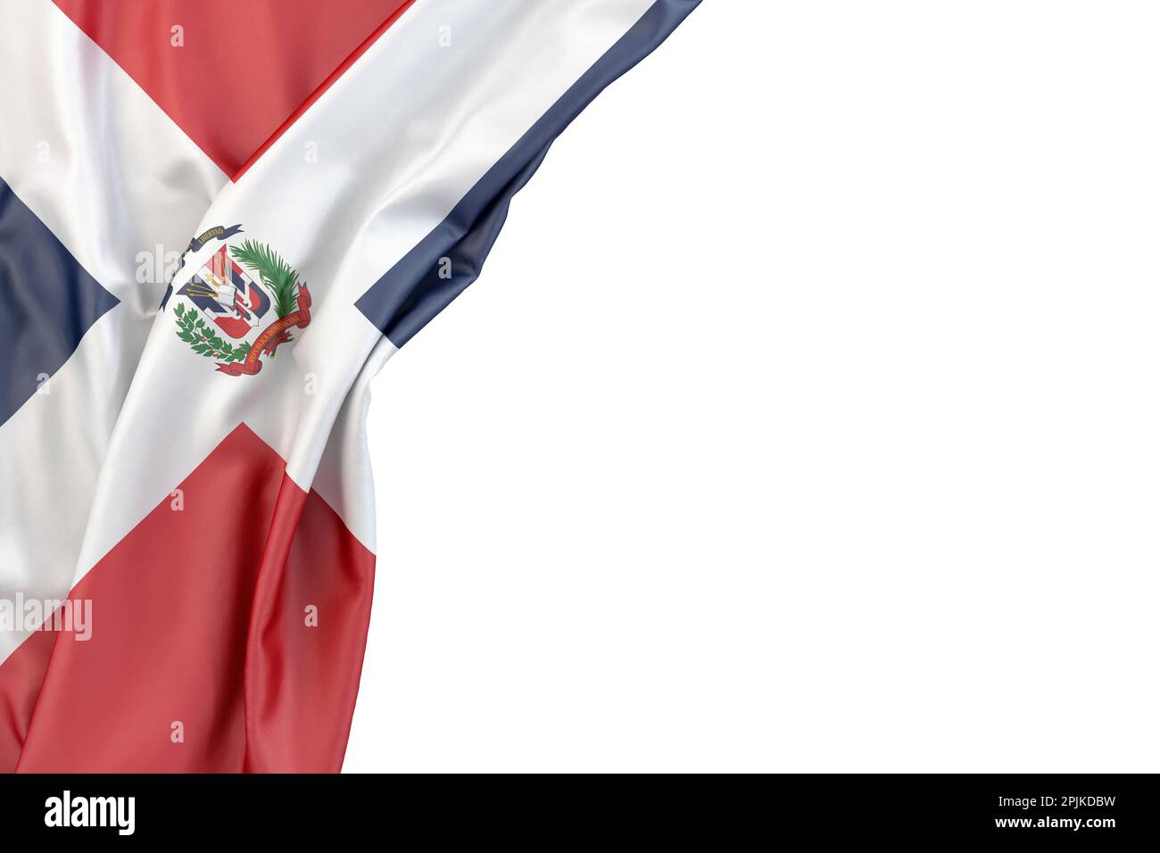 Flag of Dominican Republic in the corner on white background. Isolated ...