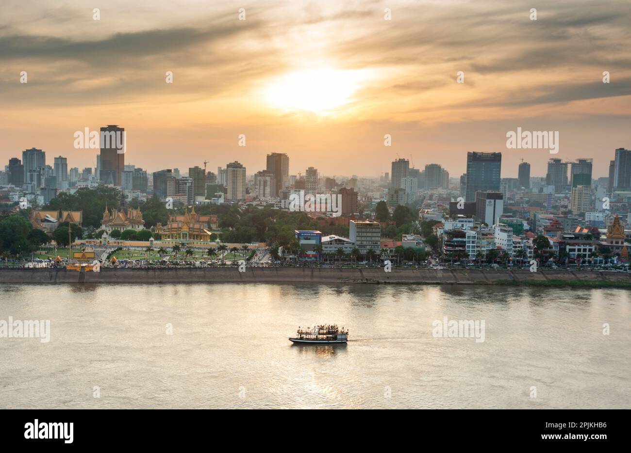 Rooftop view,looking across to the Riverside area of Cambodia's capital ...