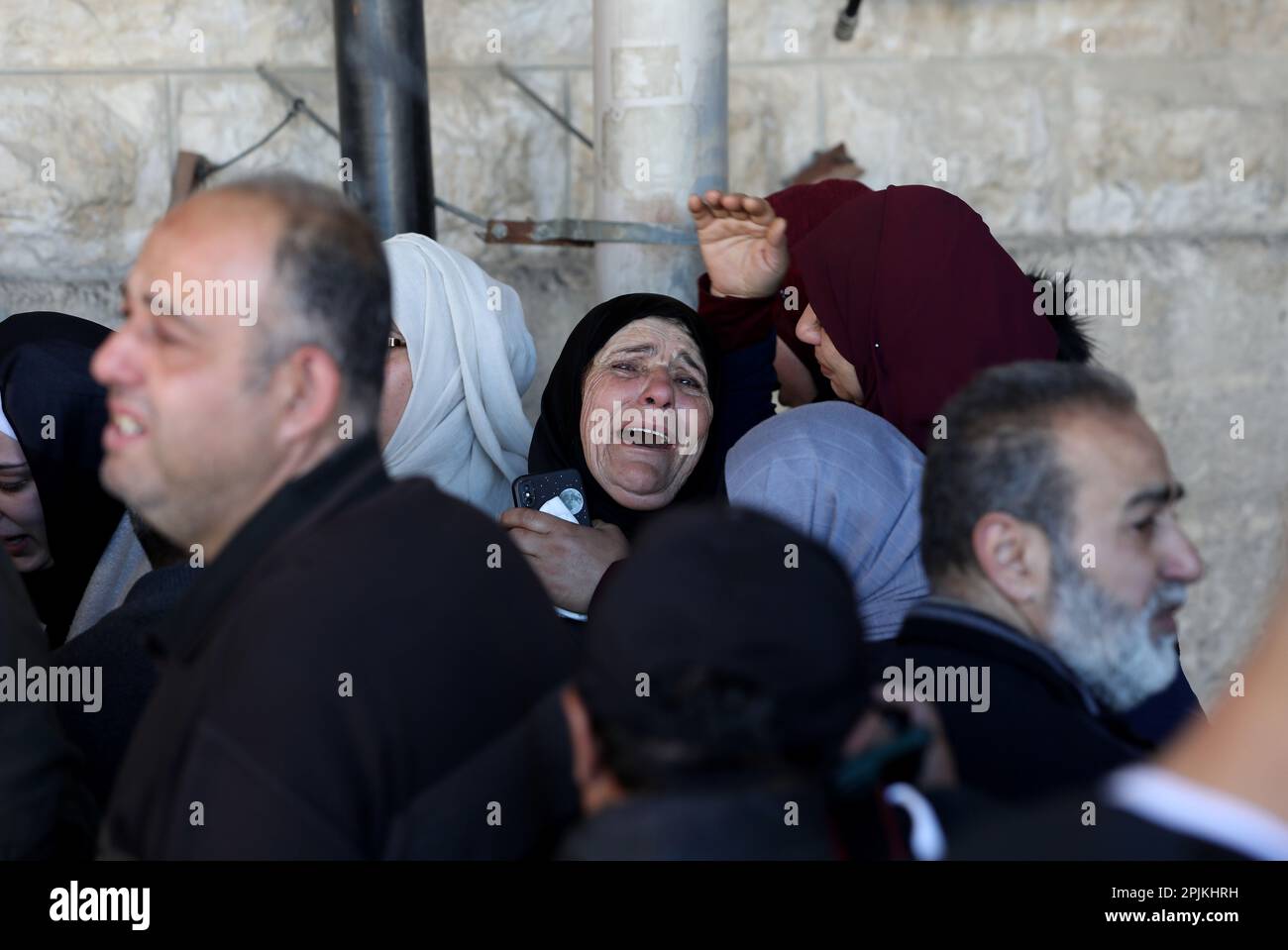 Nablus, Palestinian Territories. 03rd Apr, 2023. Family and friends of ...