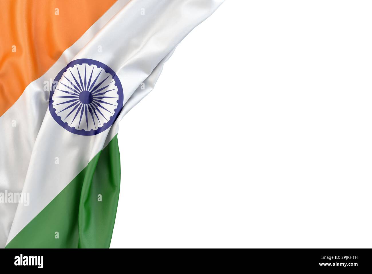 Flag of India the corner on white background. Isolated. 3D Rendering ...
