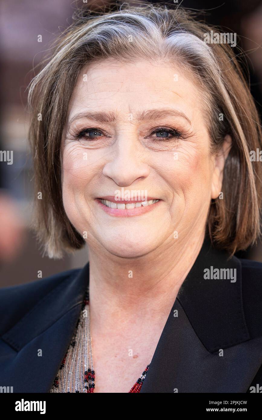 Caroline Quentin poses for photographers upon arrival at the Olivier ...