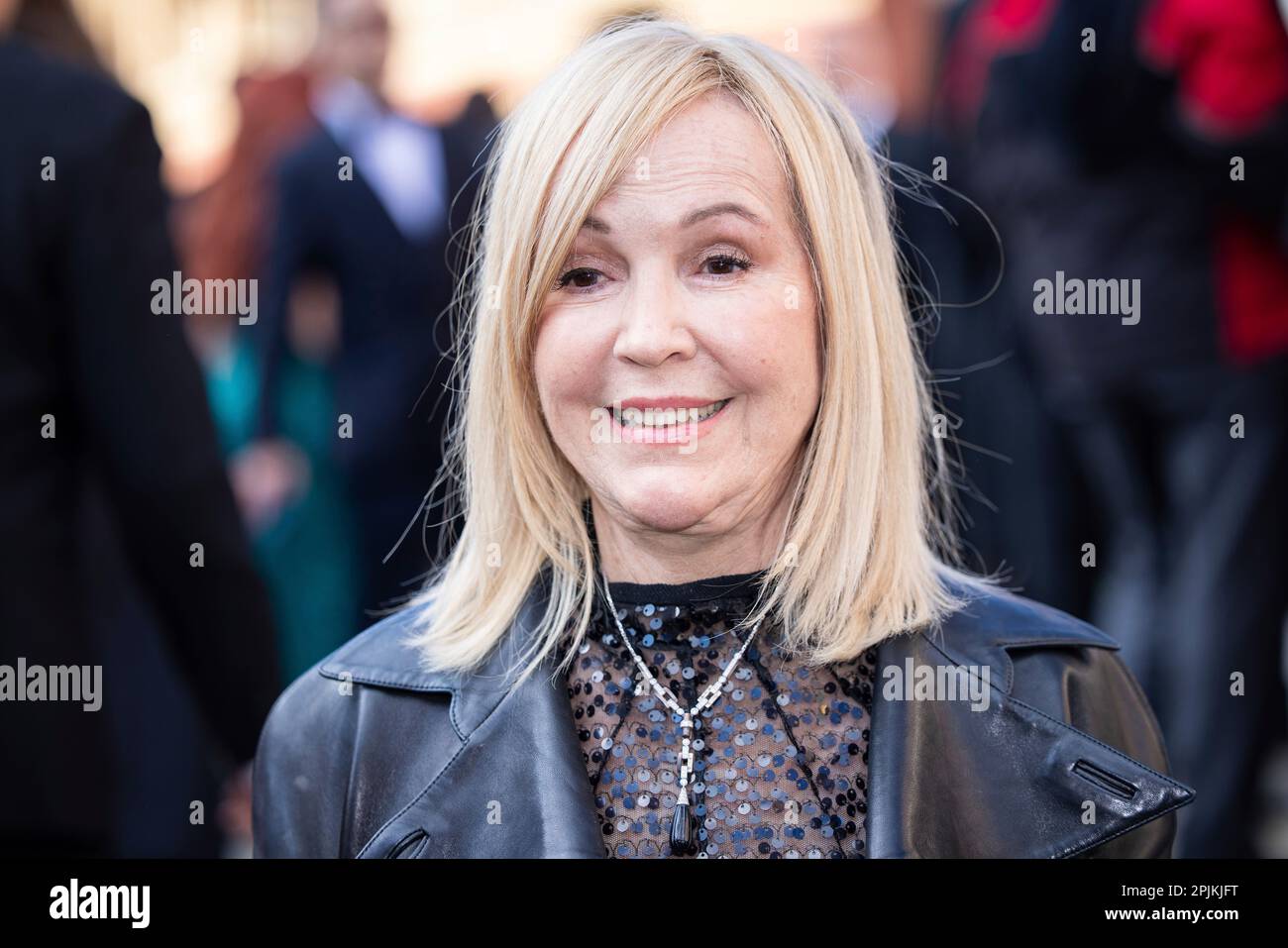 Sally Greene poses for photographers upon arrival at the Olivier Awards ...