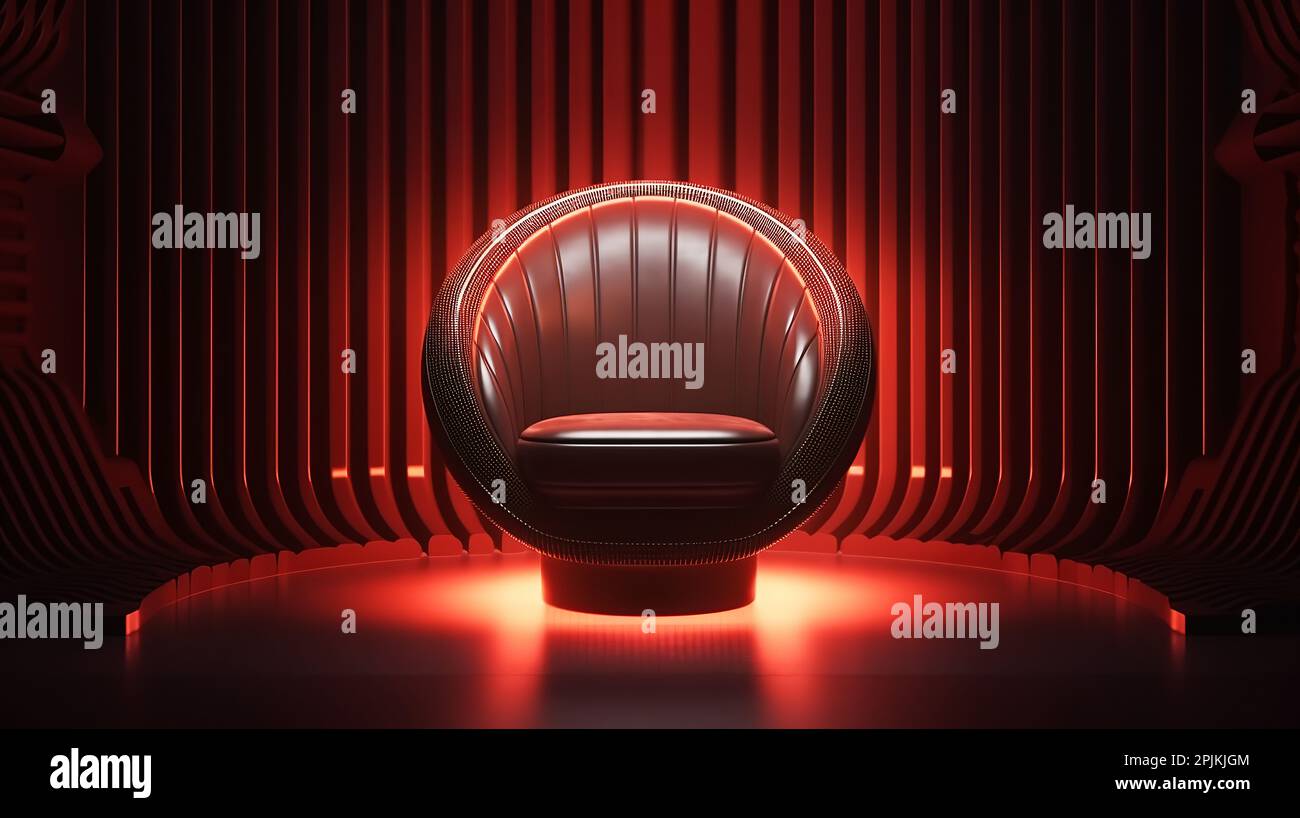 Modern armchair on a red stage. Podium Stock Photo - Alamy