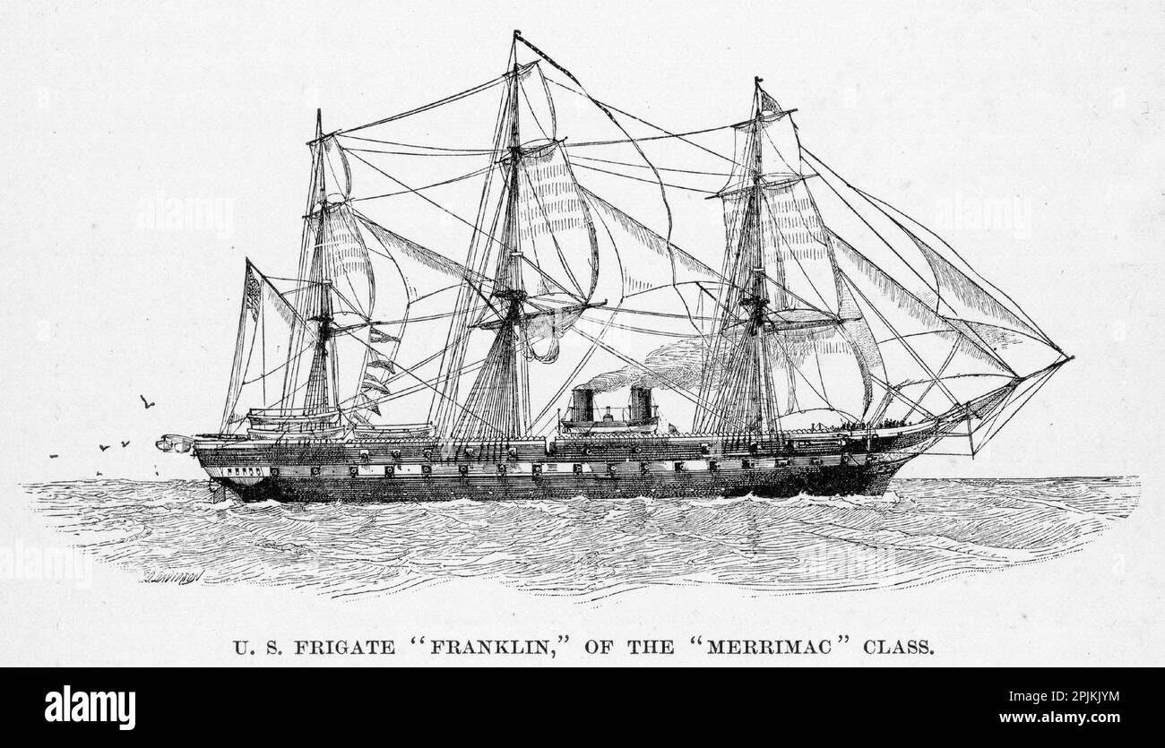 US Frigate Franklin of the Merrimac class Stock Photo - Alamy