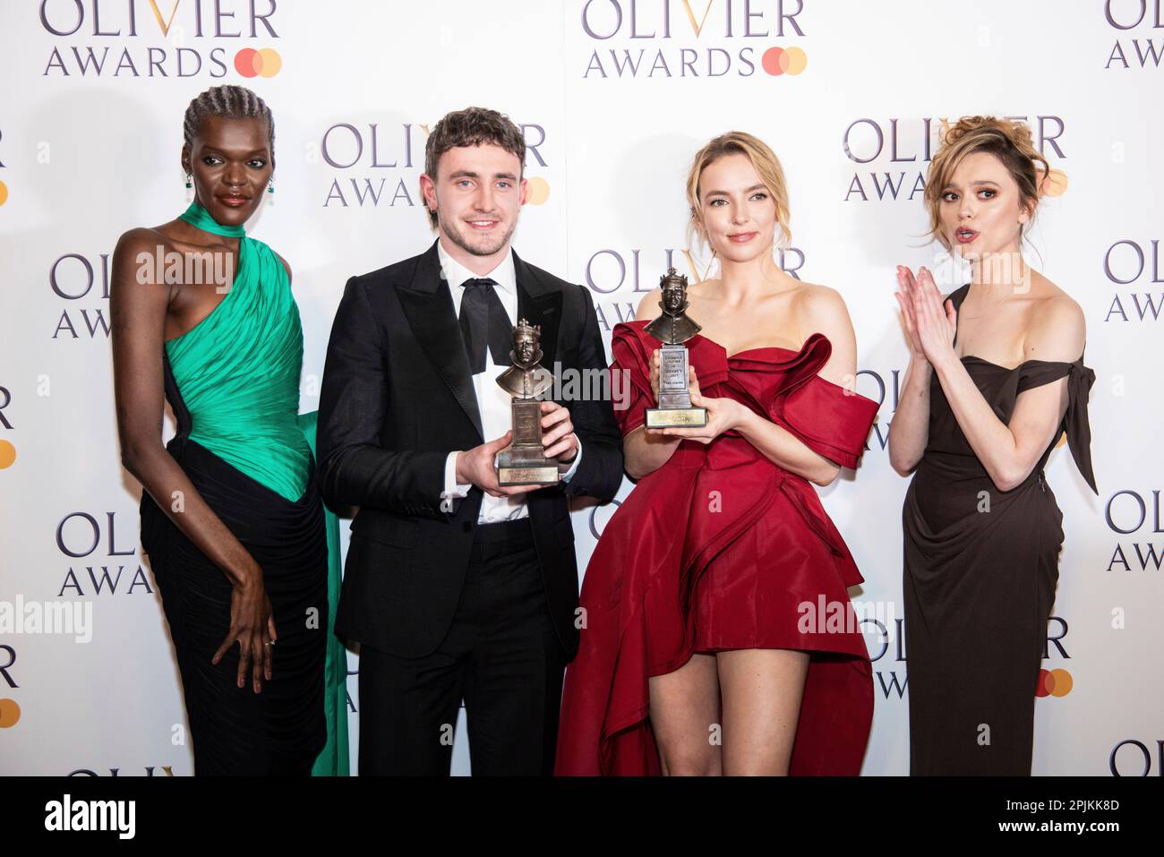 From left, Sheila Atim, Paul Mescal, winner of the Best Actor award for ...