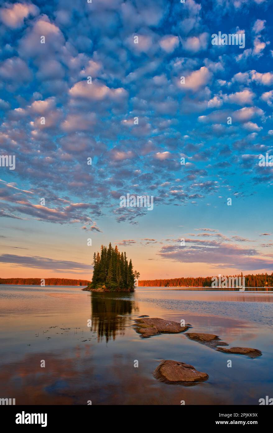 Canada, Manitoba, Paint Lake Provincial Park. Island on Paint Lake at ...