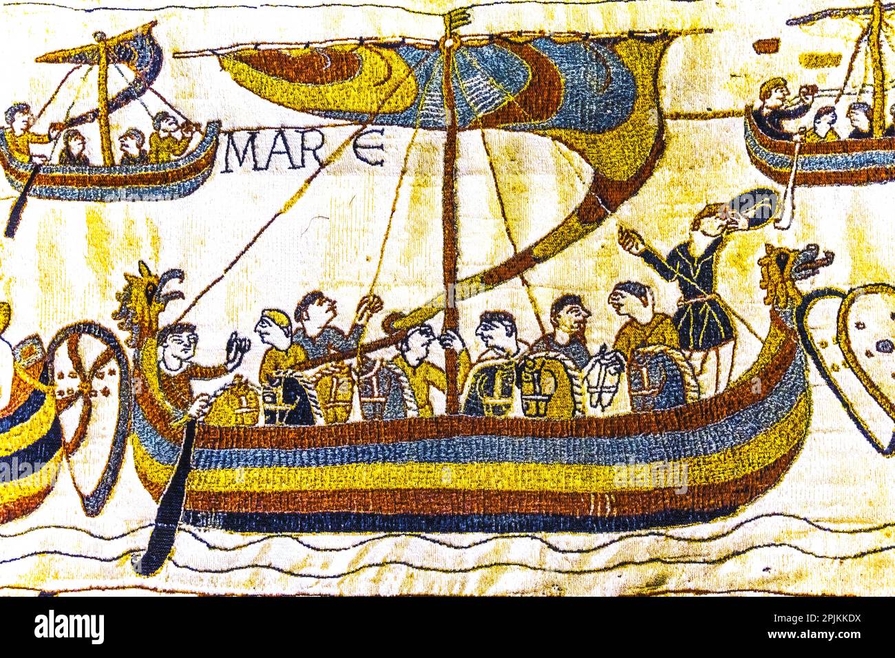 Bayeux tapestry, Bayeux, Normandy, France. Created 11th century right ...