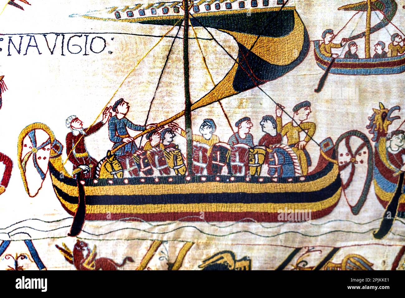 Bayeux tapestry, Bayeux, Normandy, France. Created 11th century right ...