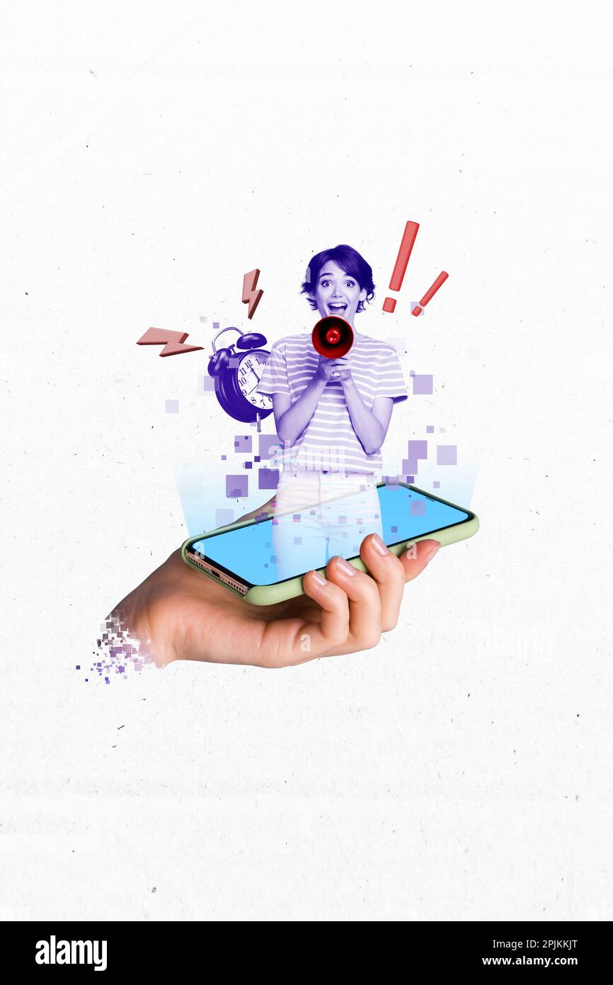 Poster banner template collage of lady google assistant promoter ...