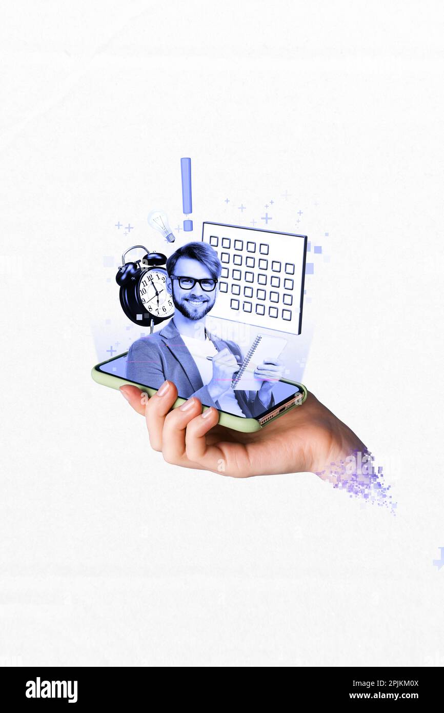 Banner poster collage advert of high tech business planning app ...