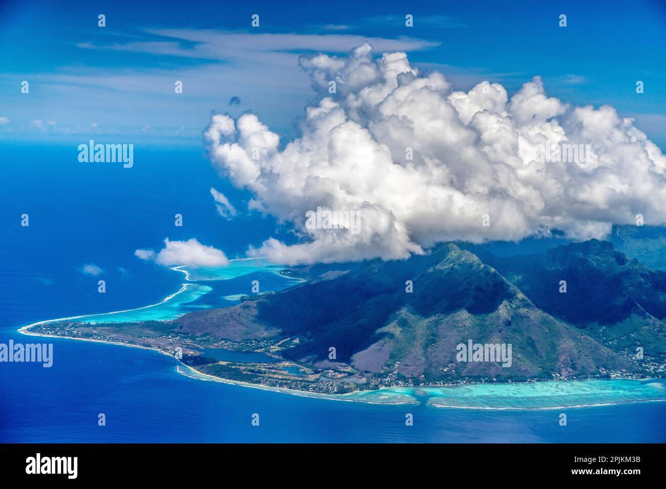 French Polynesia, Moorea. Aerial view of island Stock Photo - Alamy