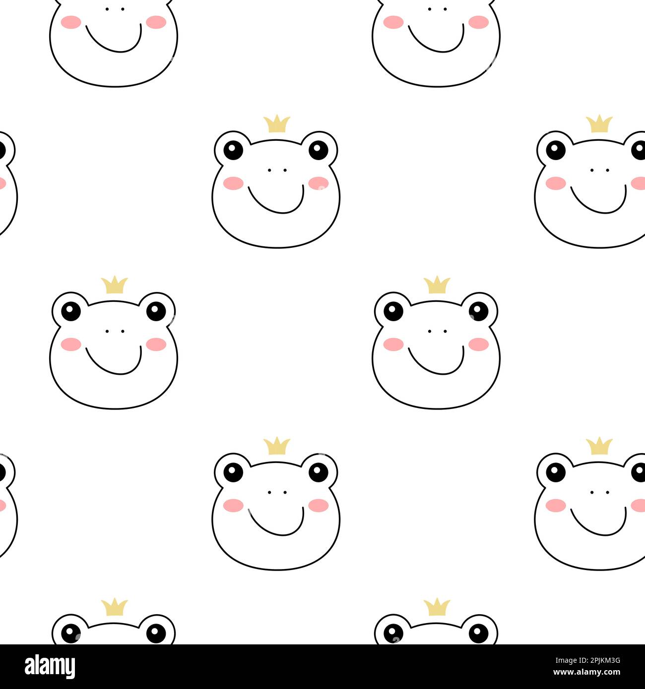 Frog princess doodle style. Hand drawn seamless pattern with cute ...