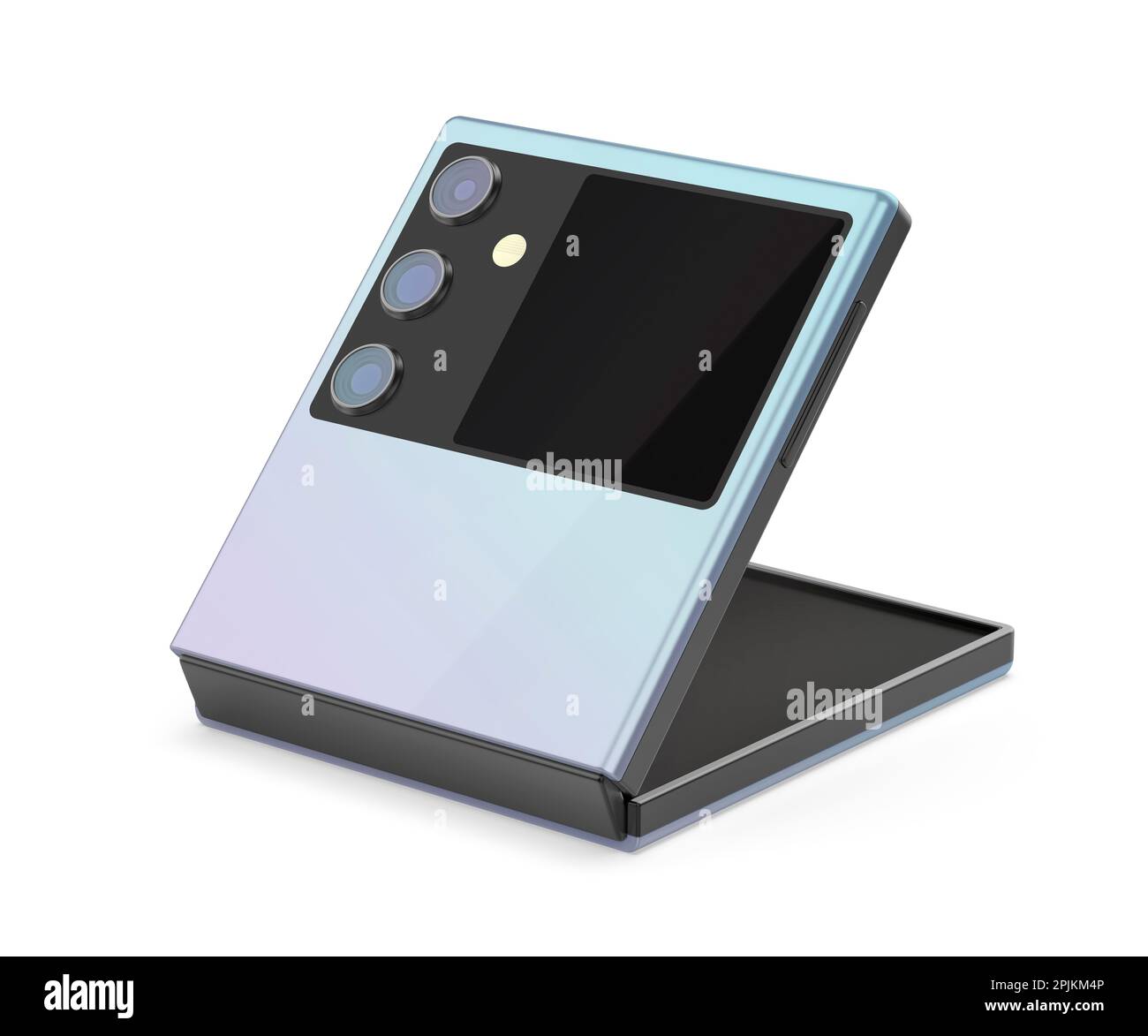 Foldable smartphone with three cameras and back display Stock Photo - Alamy