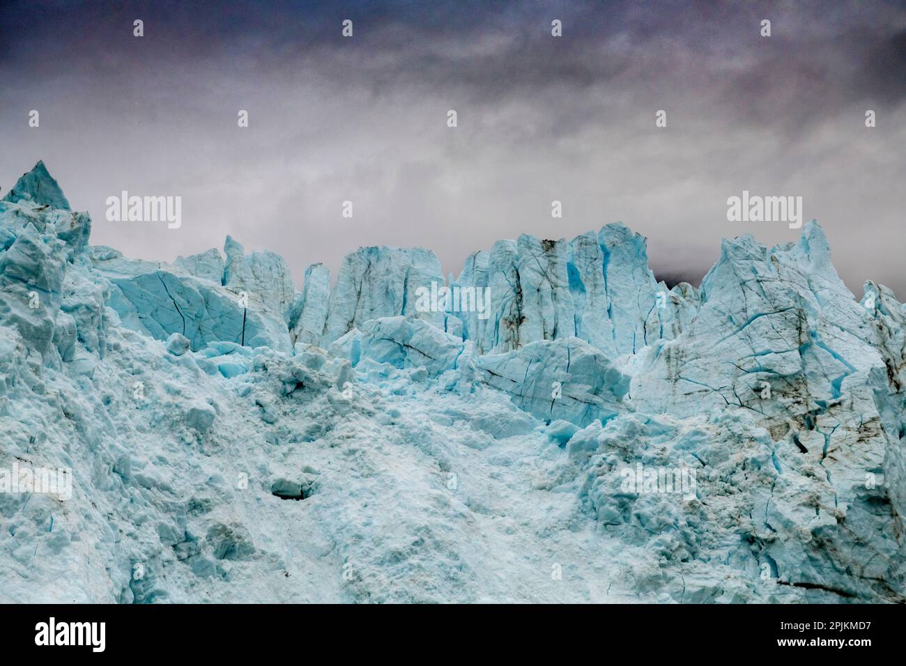 Blue ice characterizes the face of Margerie Glacier Stock Photo - Alamy