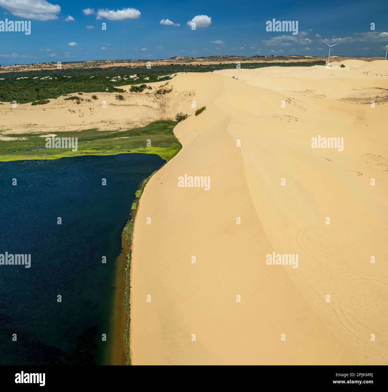 Stark geographical contrast between sand and water near Mui Ne, Vietnam ...