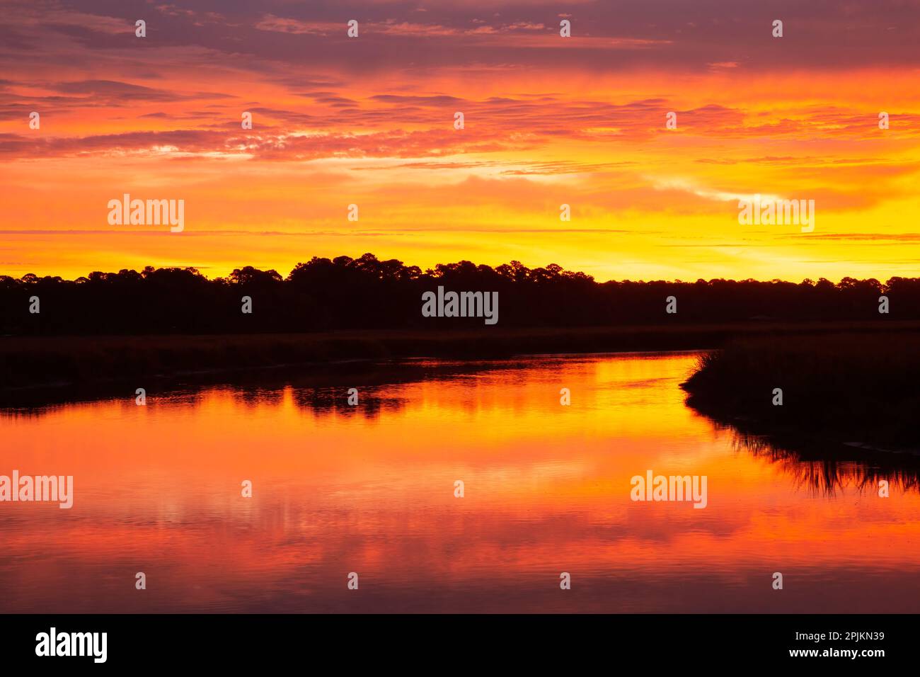 USA, Georgia, Savannah. Sunrise along Grimball Creek Stock Photo - Alamy