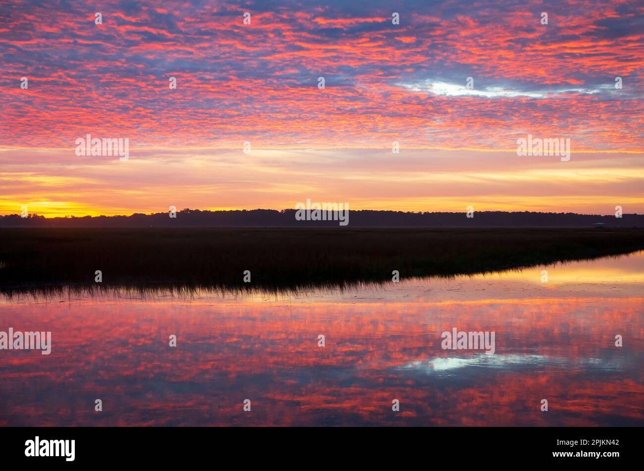 USA, Georgia, Savannah. Sunrise along Grimball Creek Stock Photo - Alamy