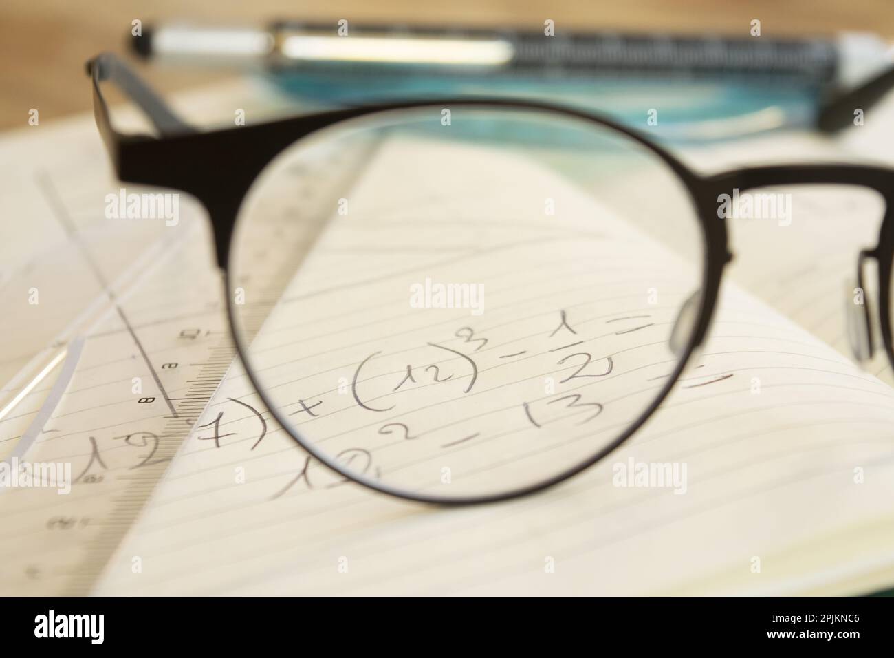 math and geometric calculation concept with ruler and set square Stock ...