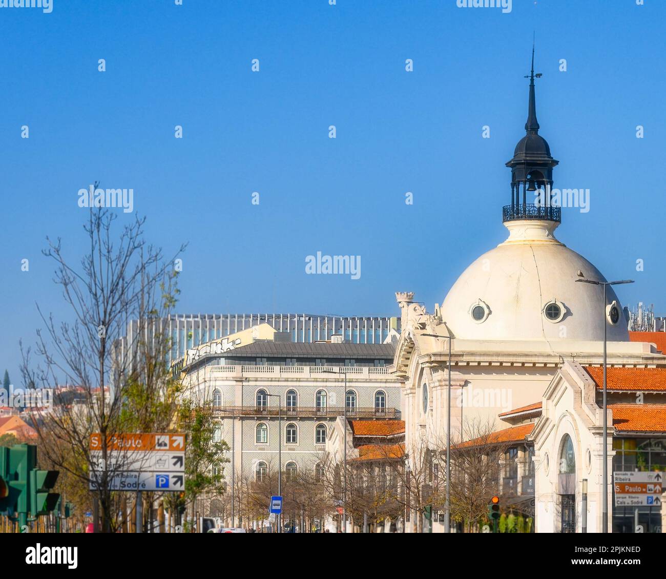 Lisbon, Portugal - January 4, 2023: Cityscape with white stone ...