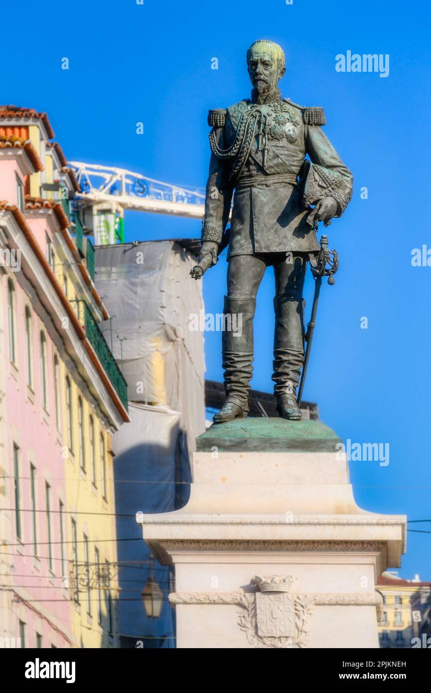 Lisbon, Portugal - January 4, 2023: Old corroded green statue of a ...