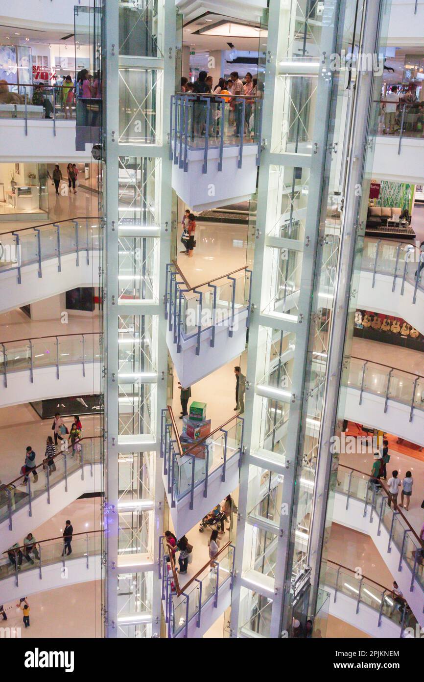 Thailand, Bangkok. Interior of multi-level shopping mall. (Editorial ...