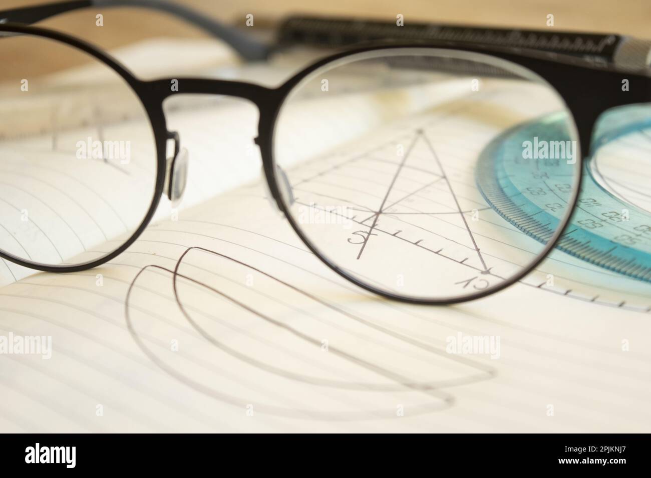 math and geometric calculation concept with ruler and set square Stock ...