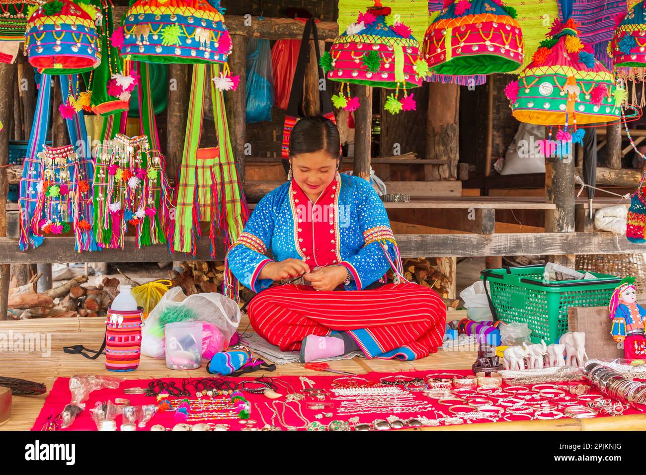 Chiang Mai, Thailand. Woman of the Palong tribe sewing. (Editorial Use ...