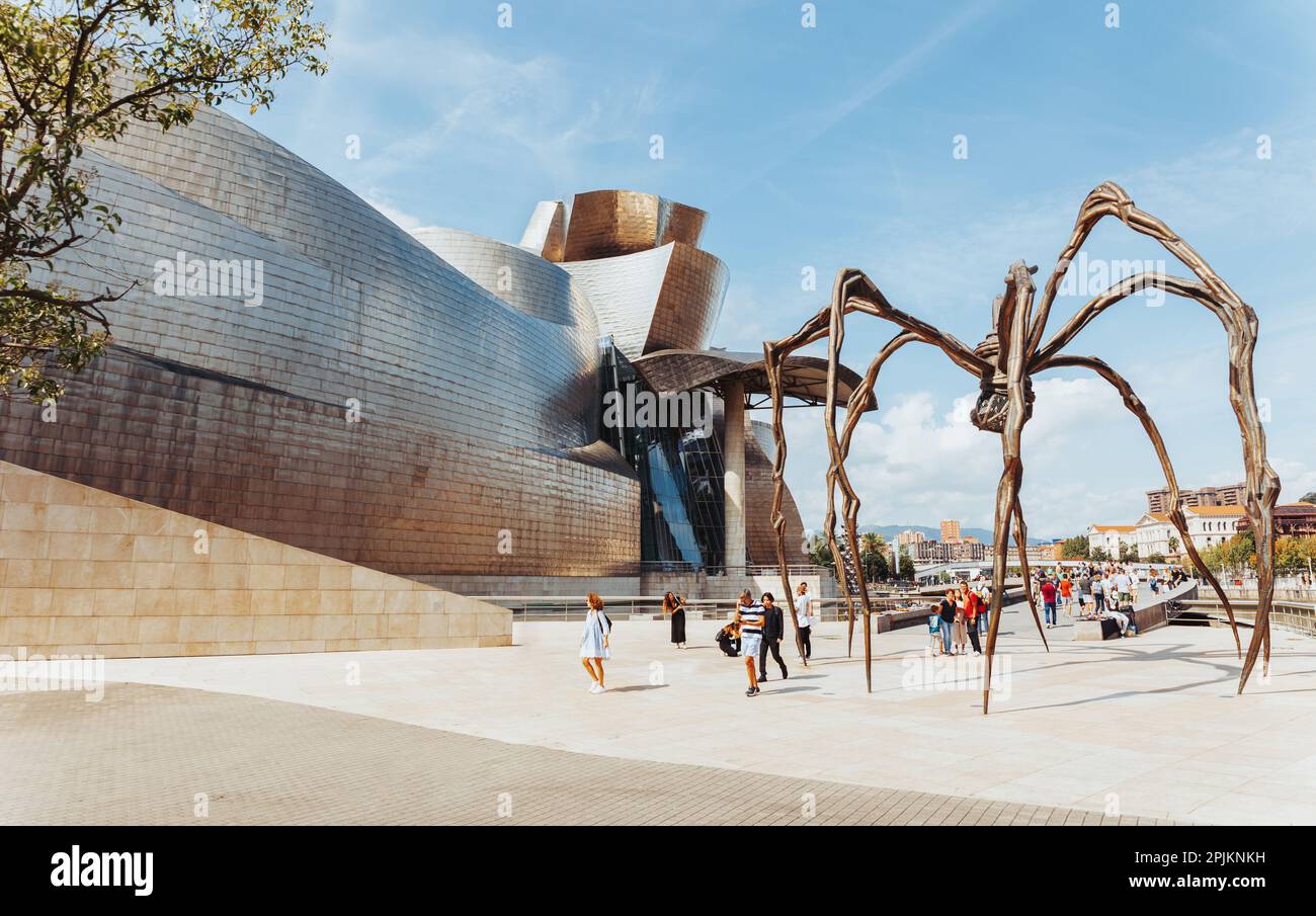 Bilbao, Spain - September, 2022: Guggenheim Museum next to the spider ...
