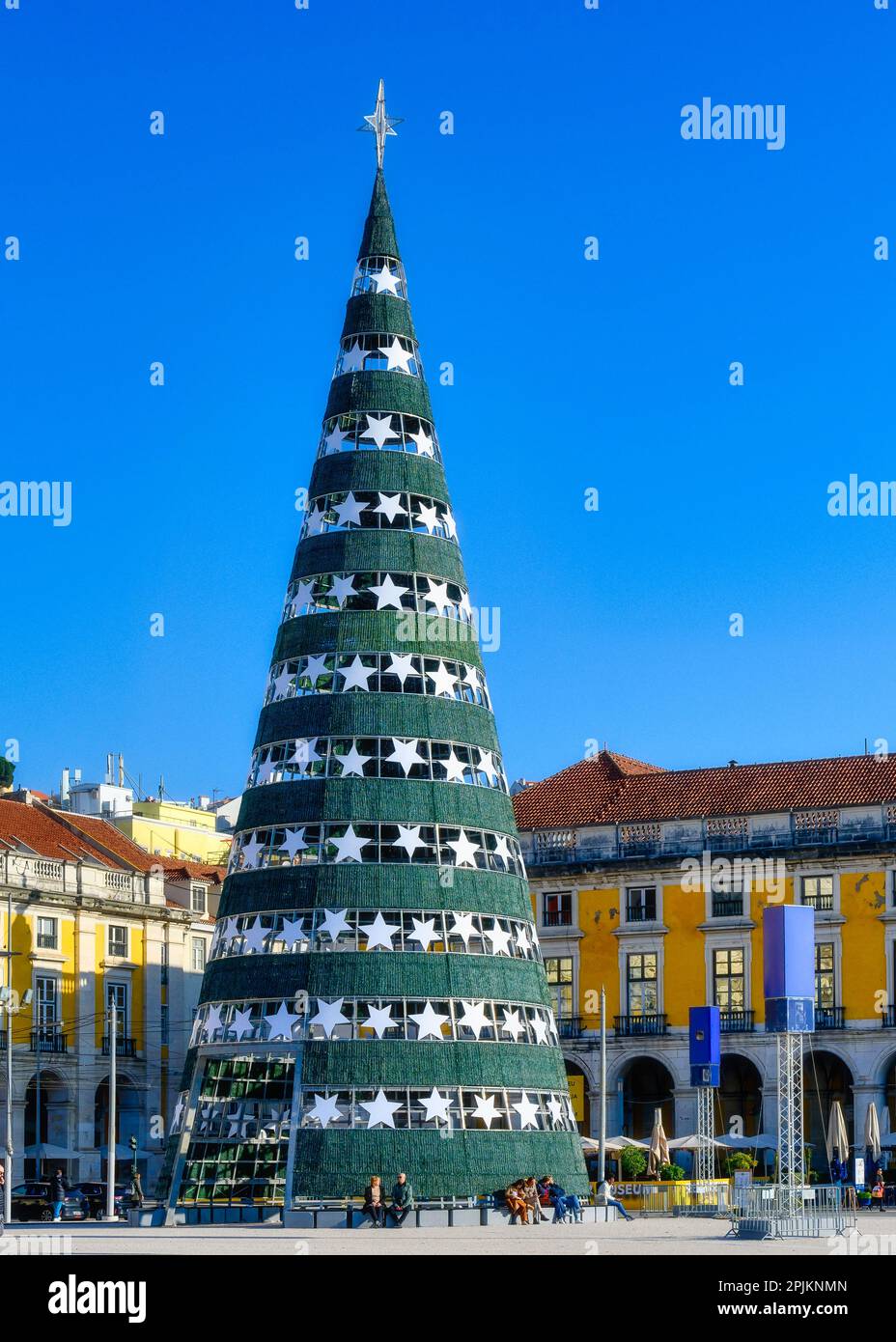 Lisbon, Portugal - January 4, 2023: Large Christmas tree on an open ...