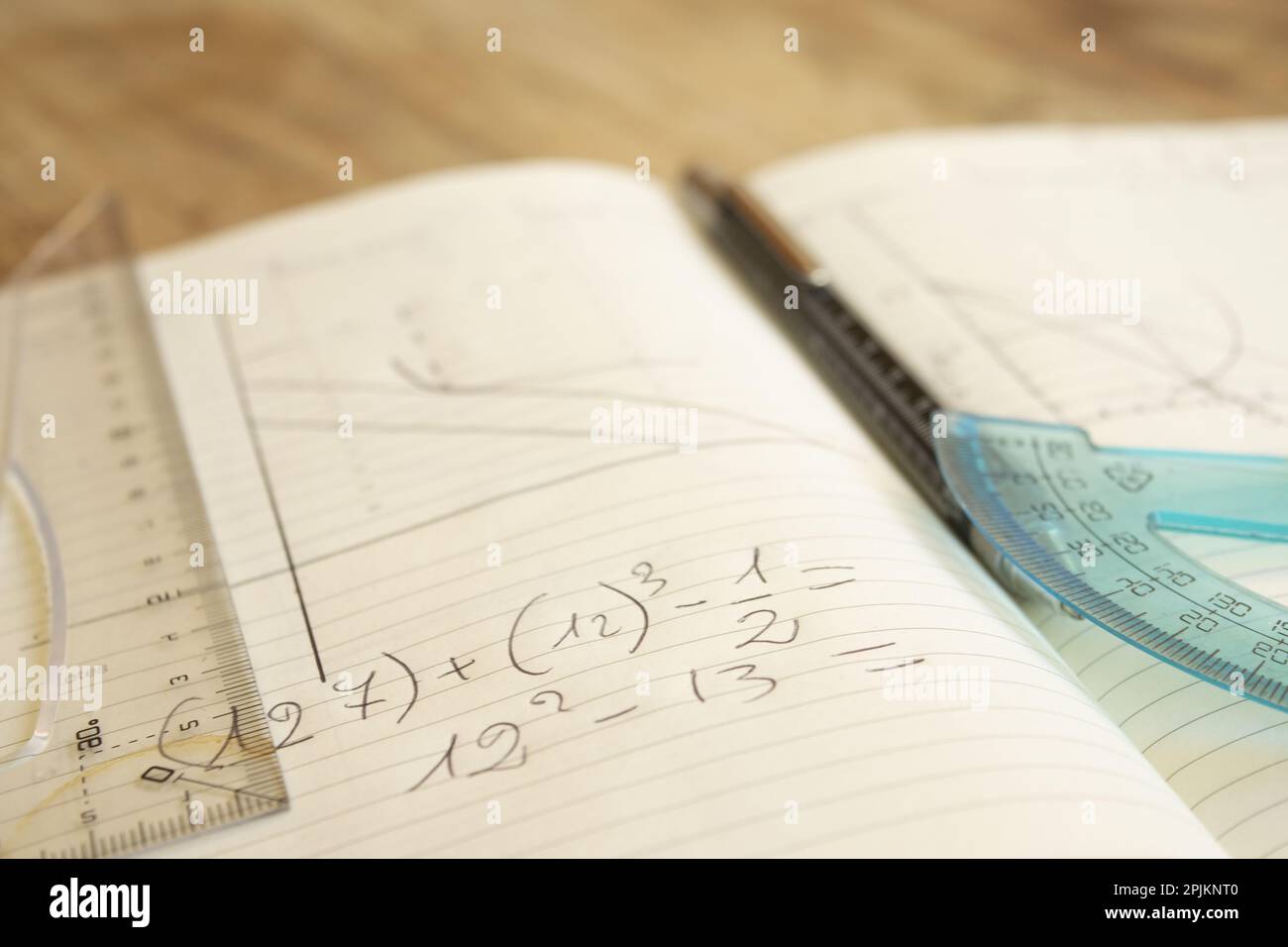 math and geometric calculation concept with ruler and set square Stock ...