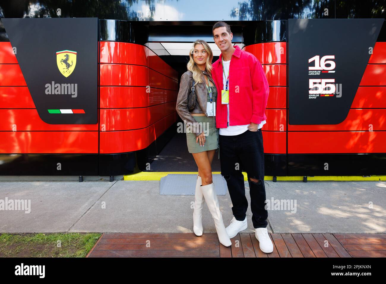 Albert Park, 2 April 2023 Thanasi Kokkinakis with partner Hannah Dal ...