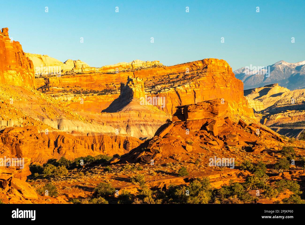 USA, Utah, Capitol Reef National Park. Eroded rock formations and ...