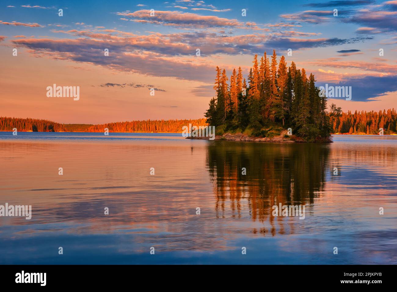 Canada, Manitoba, Paint Lake Provincial Park. Island on Paint Lake at ...