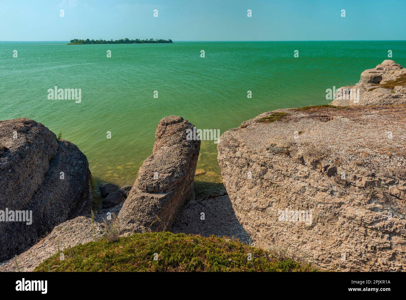 Canada, Manitoba, Steep Rock Provincial Park. Limestone cliffs along ...
