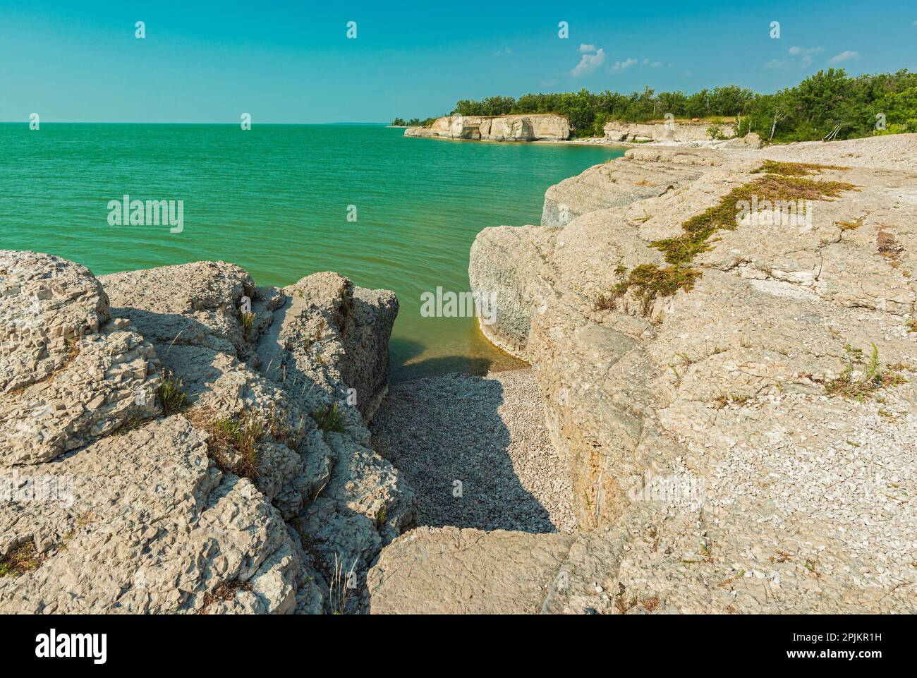 Canada, Manitoba, Steep Rock Provincial Park. Limestone cliffs along ...